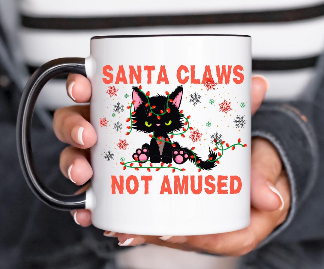 Santa Claws Not Amused Mug, Grumpy Cat Christmas Mug, Christmas Holiday ...
