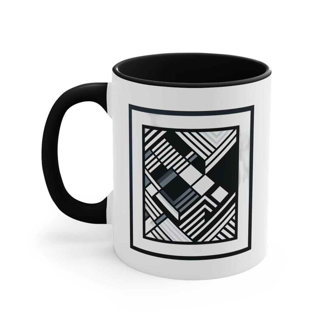 Simple Black and White Geometrical Design Mug, Geometric Shapes, Coffee ...