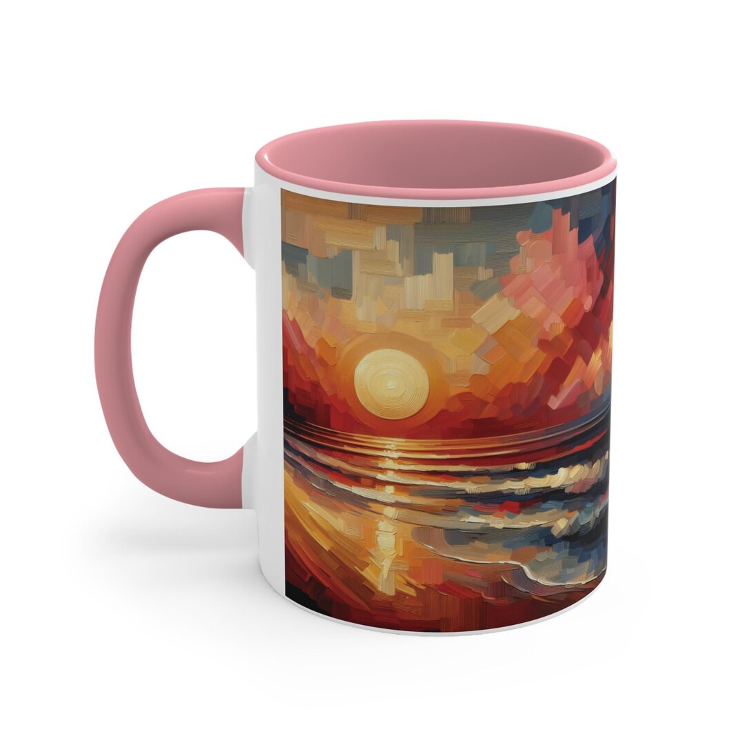 Abstract Sunset Art Mug, Abstract Art, Coffee Mug, Seamless Pattern ...