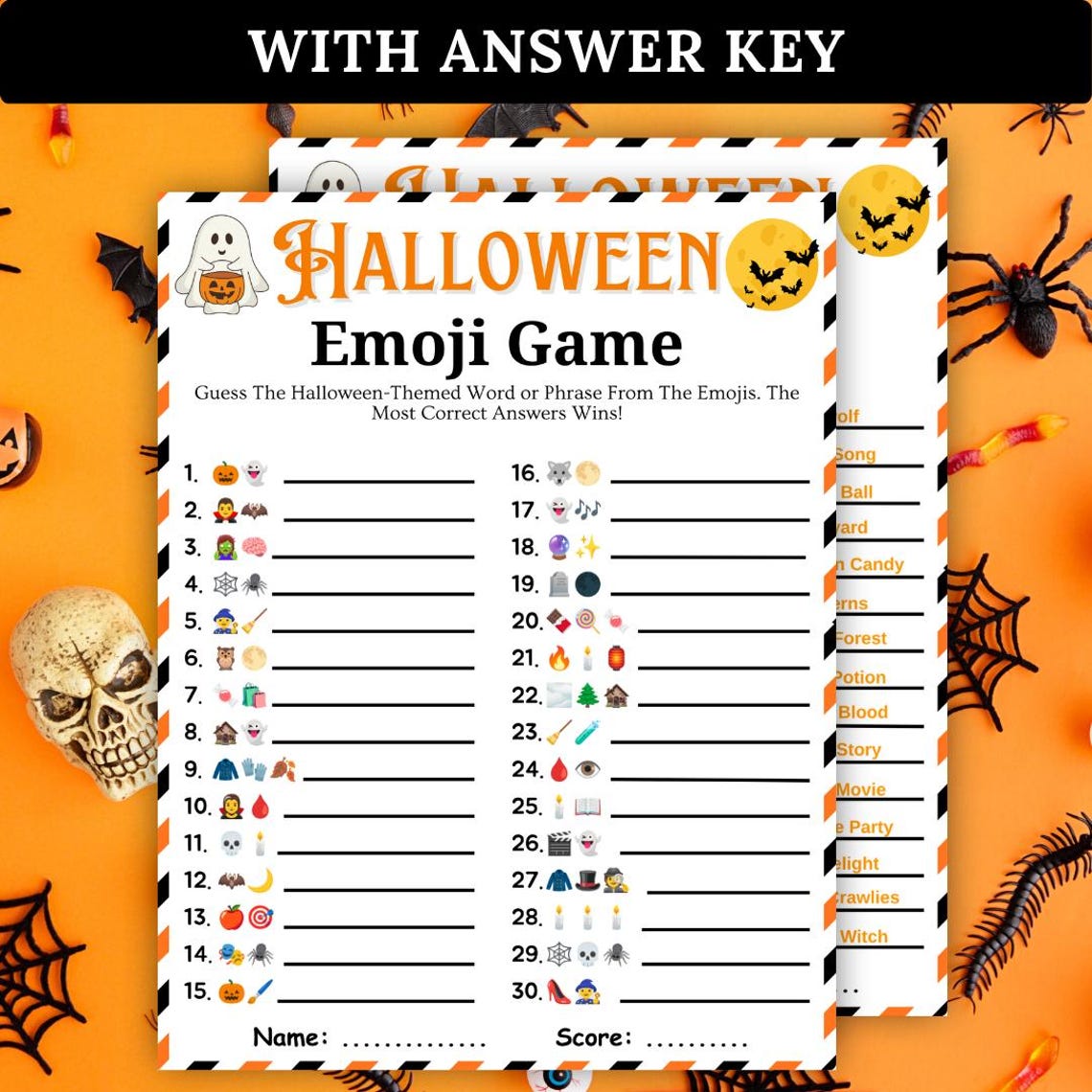 Halloween Emoji Game, Printable Halloween Games, Halloween Emoji ...