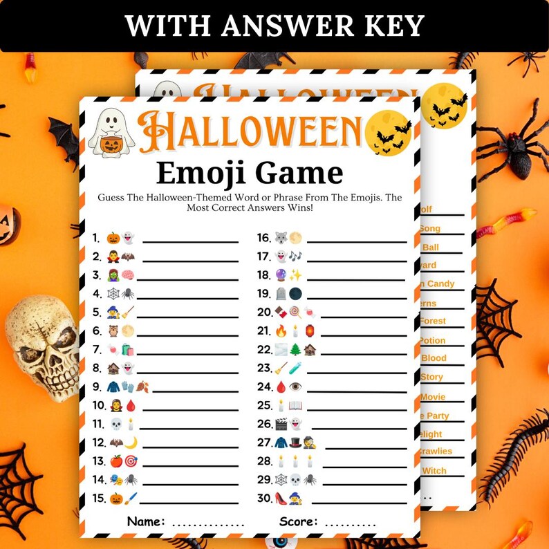 Halloween Emoji Game, Printable Halloween Games, Halloween Emoji ...