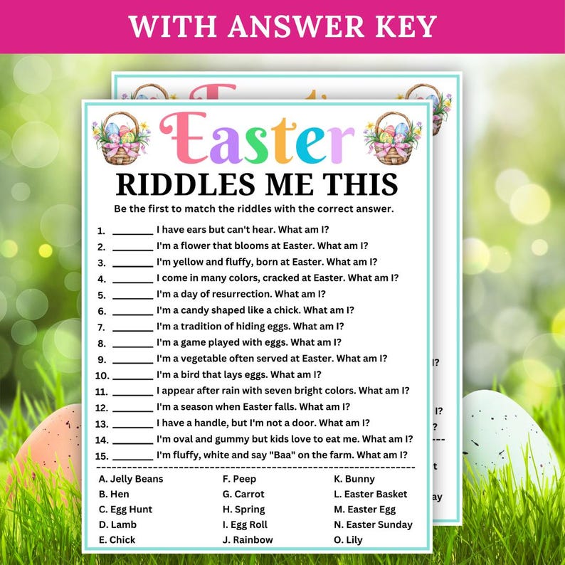 Easter Riddles Game, Easter Riddle Me This, Holiday Riddles Game, Jokes ...