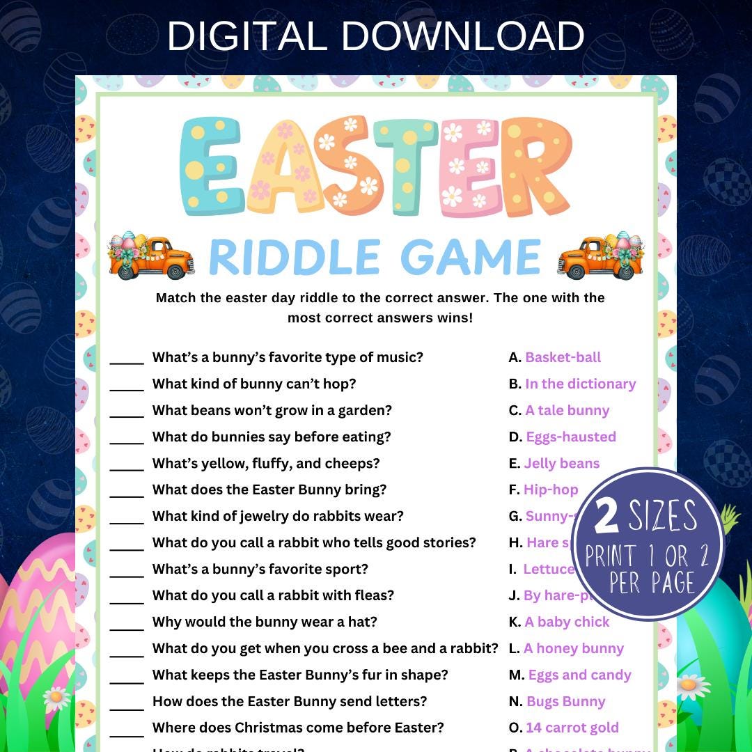 Easter Day Riddle Game, Printable Easter Day Party Games, Easter Who Am ...