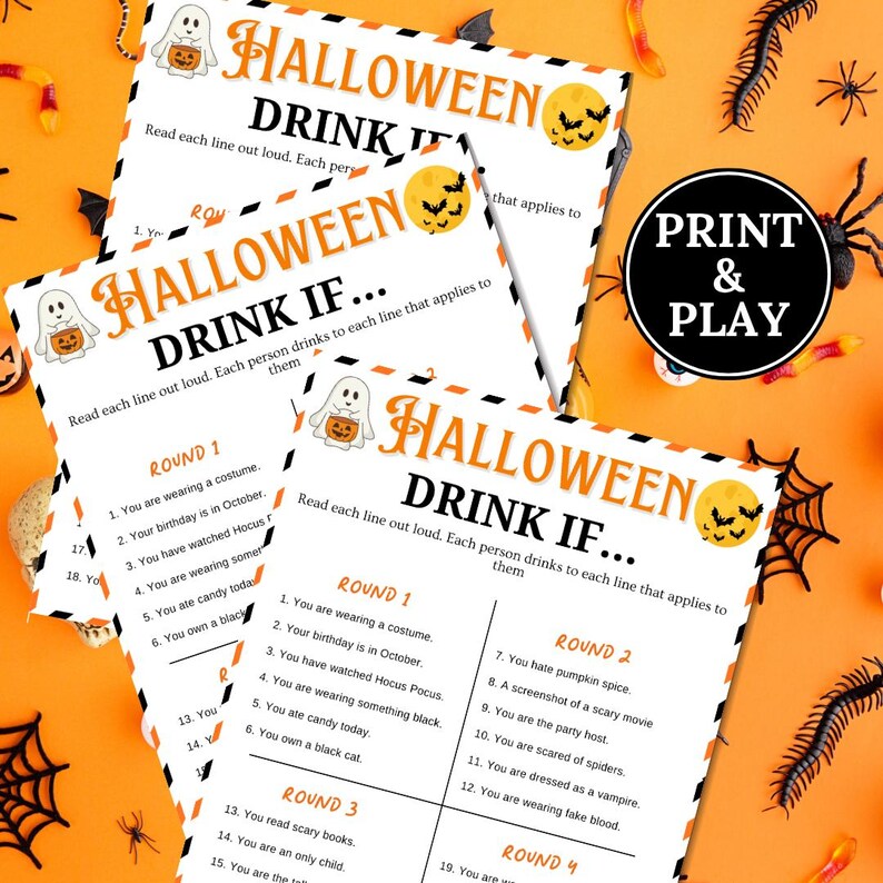 Halloween Drink If Game, Printable Halloween Games, Halloween Activity ...