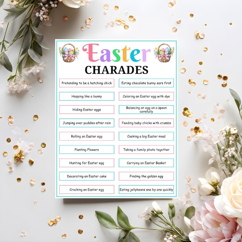 Easter Charades Game, Printable Holiday Party Activity, Fun Easter ...