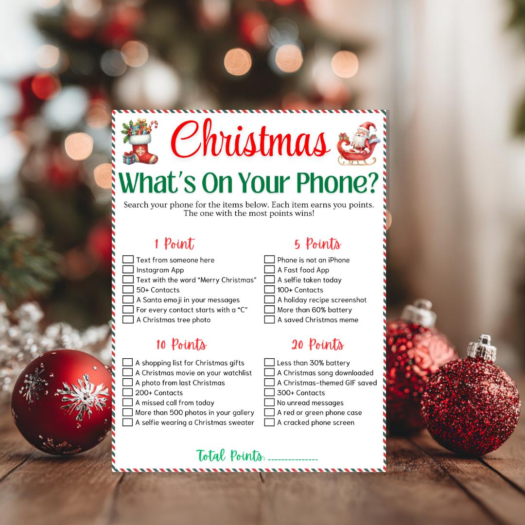 Christmas Whats on Your Phone Game, Christmas Party Game, Printable ...