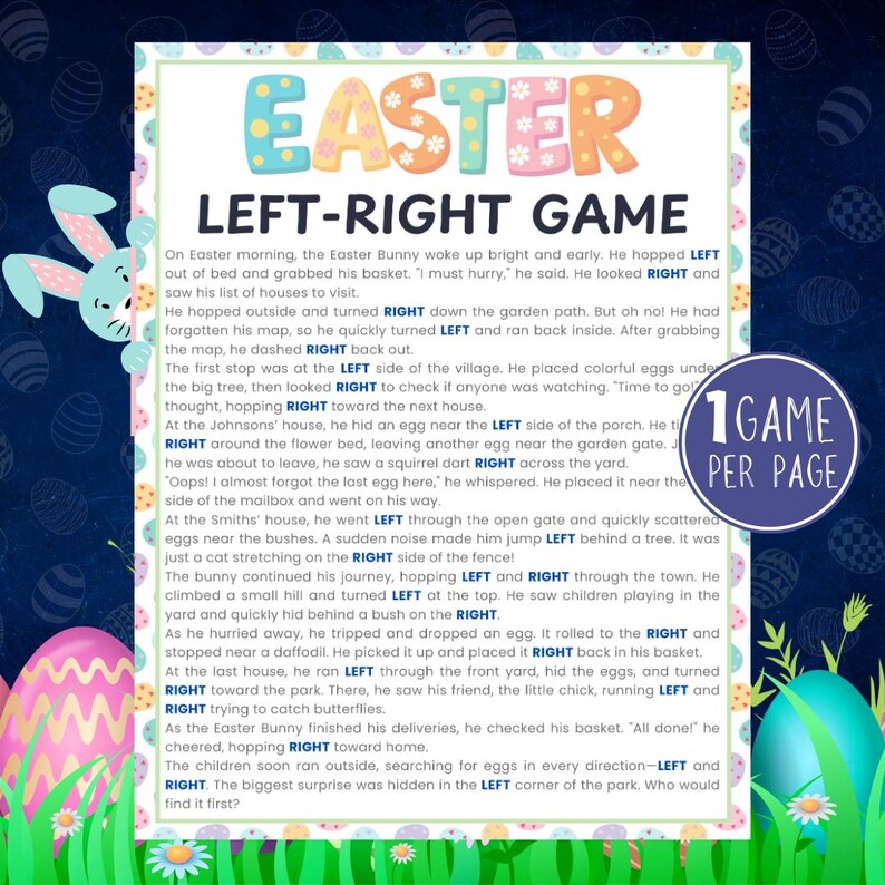 Easter Left Right Game, Printable Easter Sunday Games, Pass the Prize ...