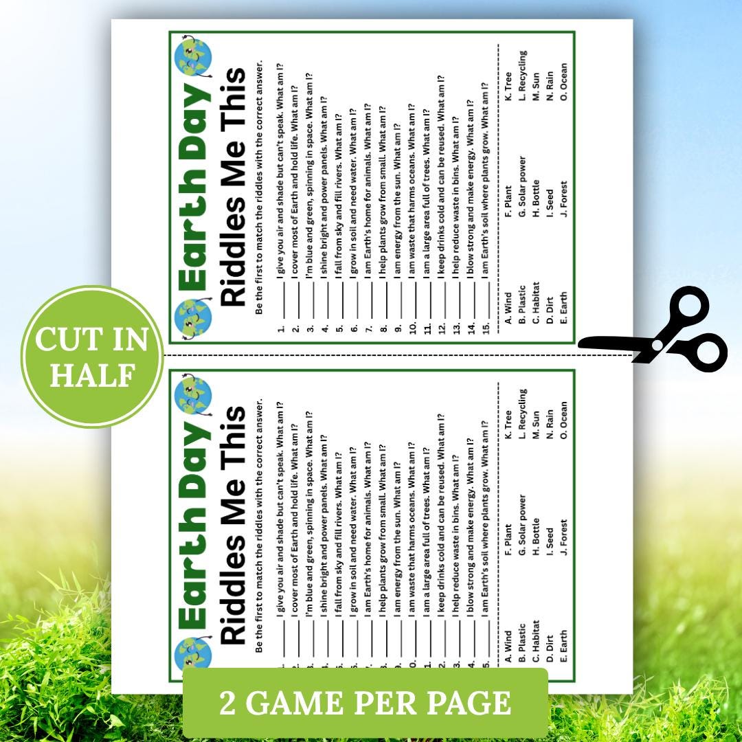 Earth Day Riddles Game, Riddle Me This, Earth Day Activity, Jokes Game ...