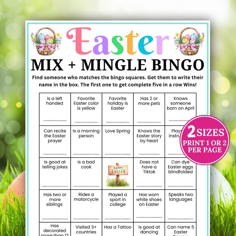 Easter Mix and Mingle Bingo Game, Get to Know You, Work Party Game ...