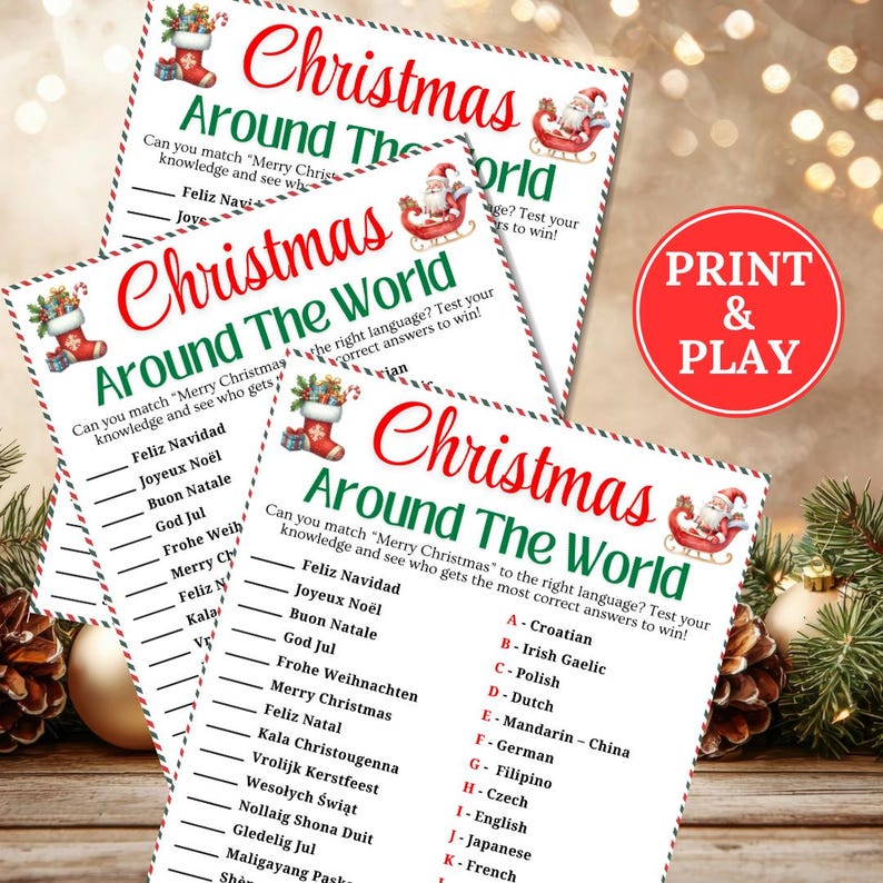 Christmas Around the World Game, Christmas Traditions, Printable ...