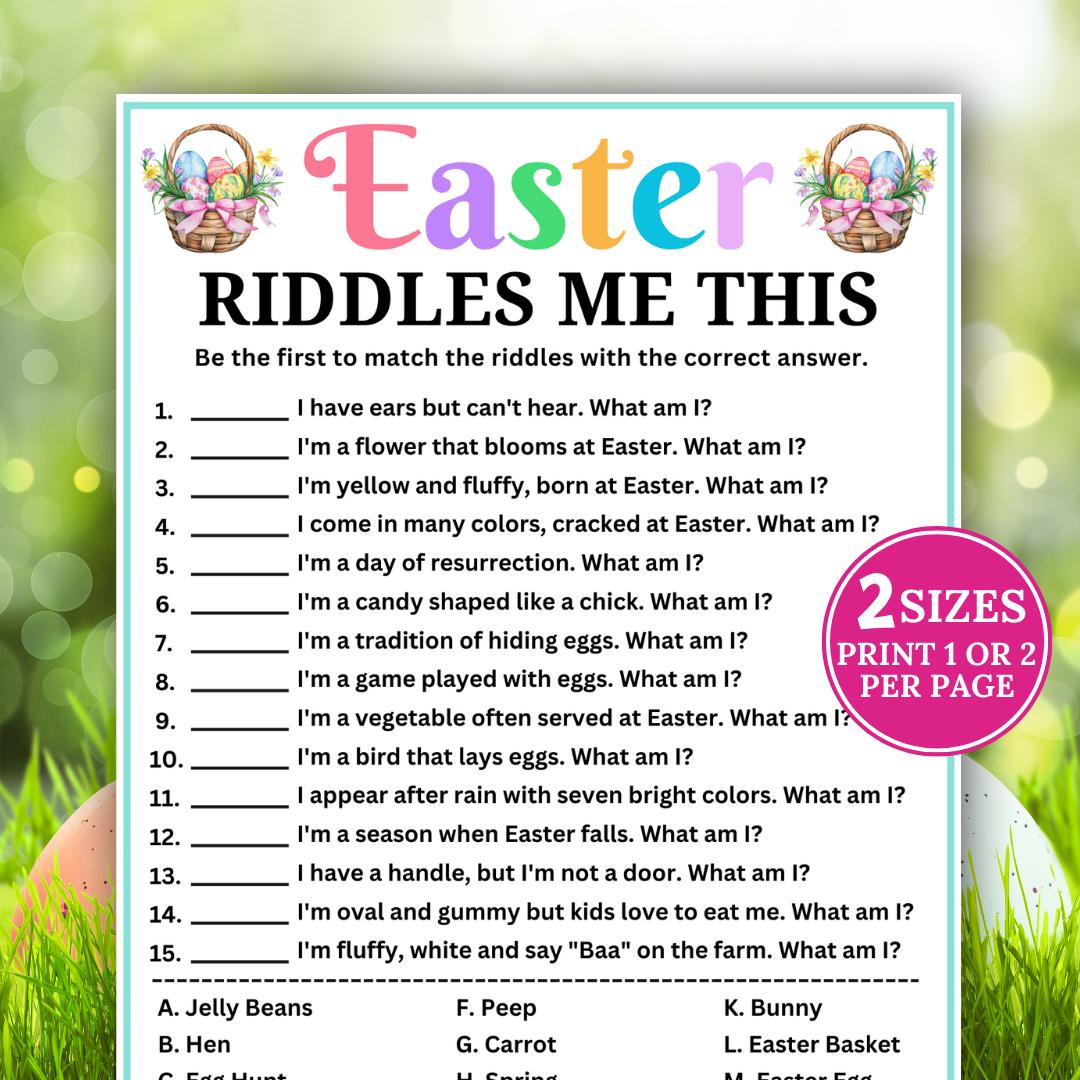 Easter Riddles Game, Easter Riddle Me This, Holiday Riddles Game, Jokes ...