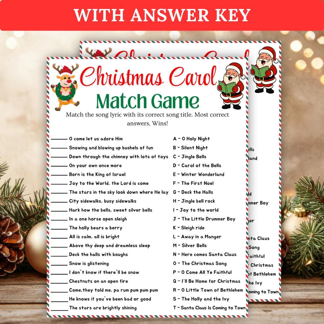 Christmas Carol Game, Christmas Match Game, Nativity Game, Fun ...