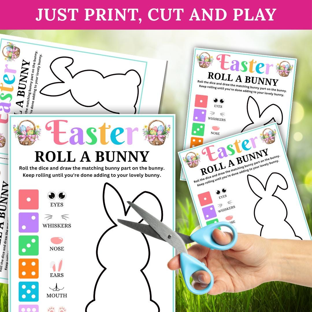 Easter Roll A Bunny Game, Easter Dice Game, Easter Bunny Roll the Dice ...