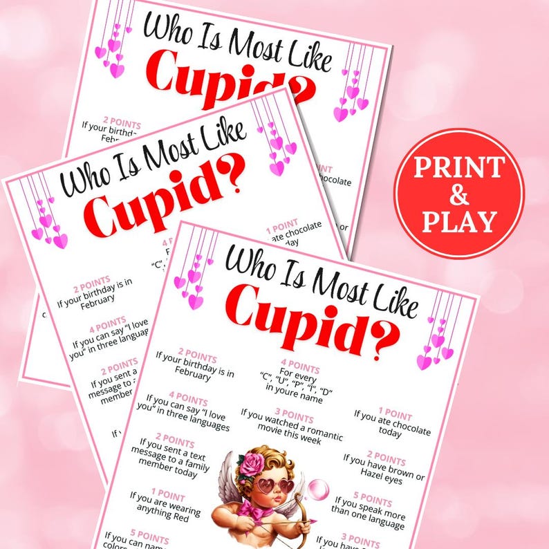 Who is Most Like Cupid Game, Valentines Game, Valentine Activity, Fun ...