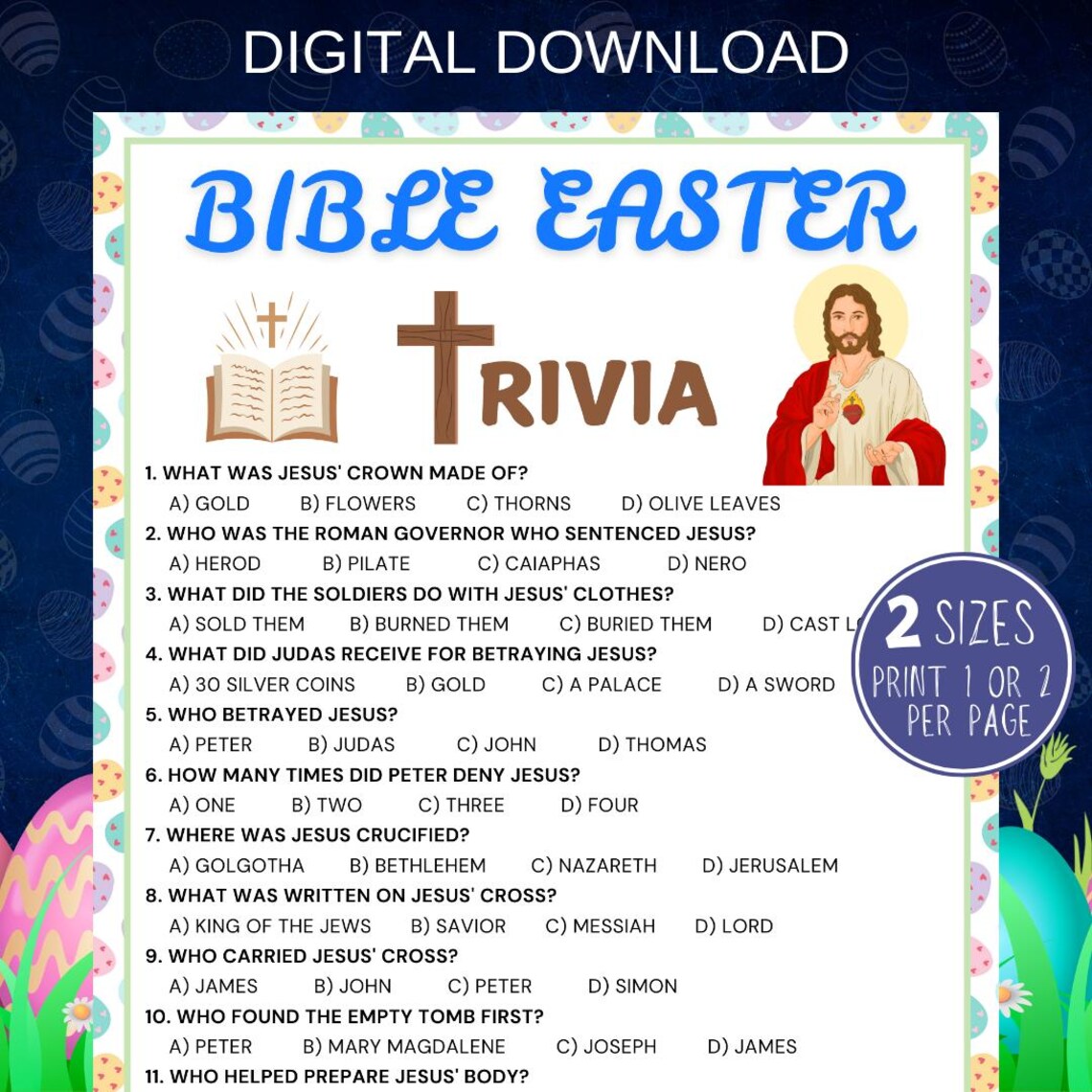 Easter Bible Trivia Game, Easter Trivia, Bible Games, Printable Trivia ...