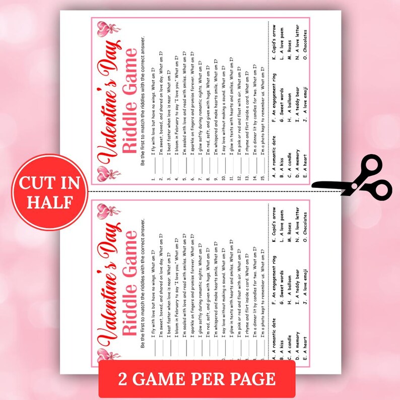Valentine's Riddles Game, Valentines Riddle Me This Game, Holiday ...