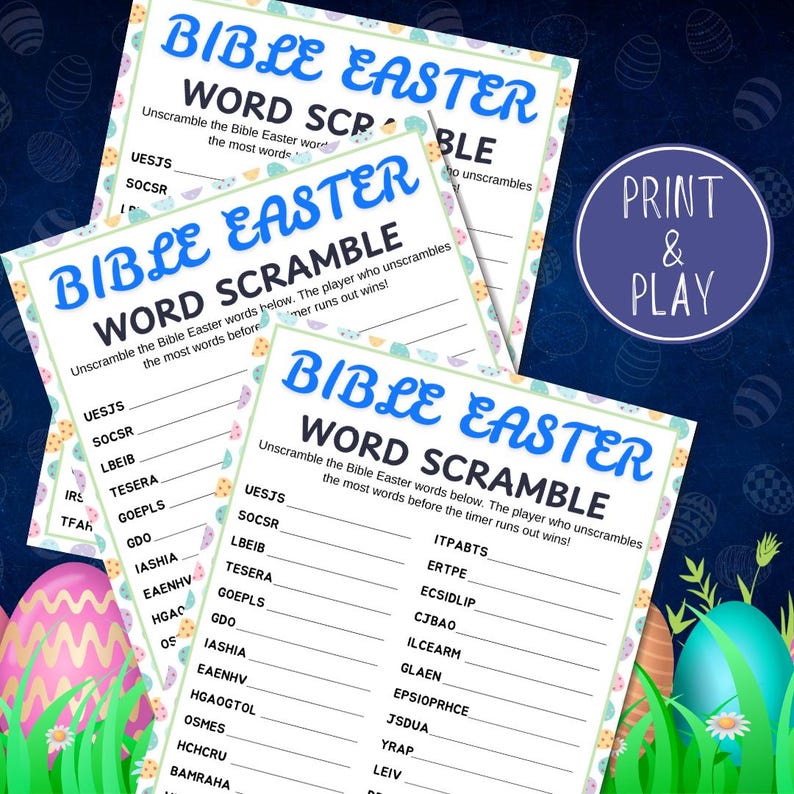 Bible Easter Word Scramble Game, Printable Bible Games, Bible Word ...