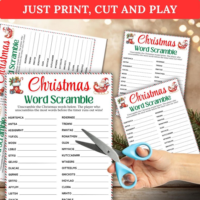 Christmas Word Scramble Game, Printable Christmas Game, Word Unscramble ...