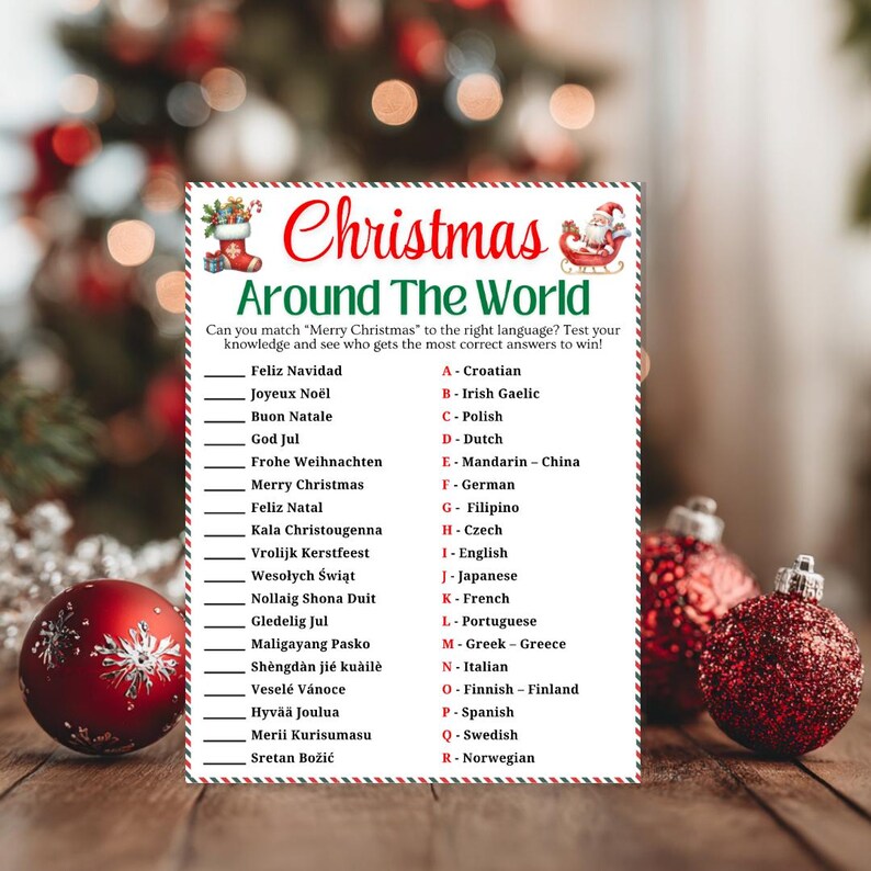 Christmas Around the World Game, Christmas Traditions, Printable ...