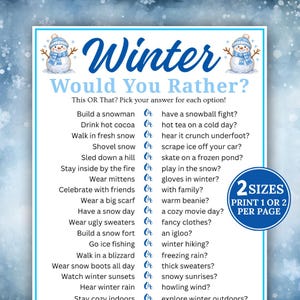 Winter This or That Game, Printable Would You Rather Game, Party Games ...