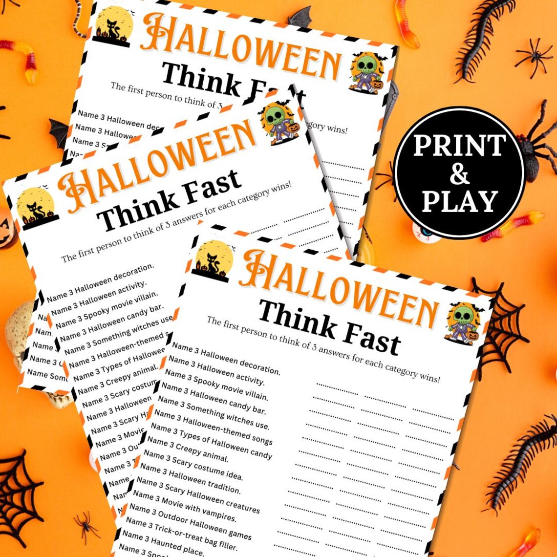 Halloween Think Fast Game, Halloween Games, Think Quick, Halloween ...