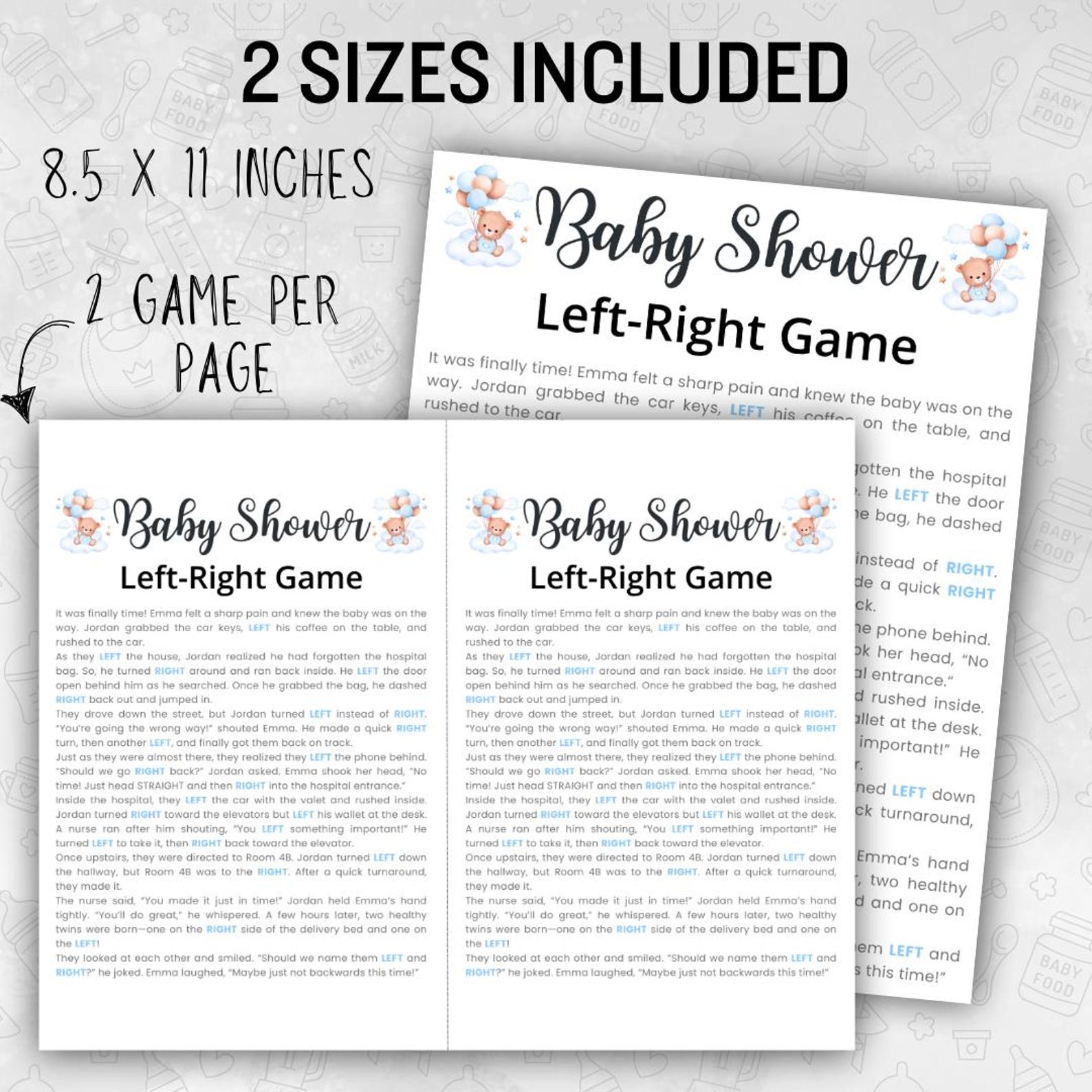 Left Right Baby Shower Game, Pass the Prize Gift Exchange Game, Baby ...