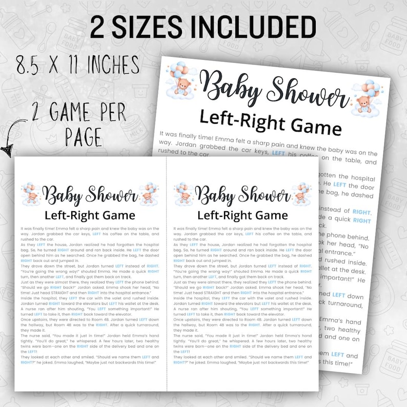 Left Right Baby Shower Game, Pass the Prize Gift Exchange Game, Baby ...