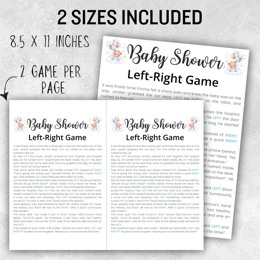 Left Right Baby Shower Game, Pass the Prize Gift Exchange Game, Baby ...
