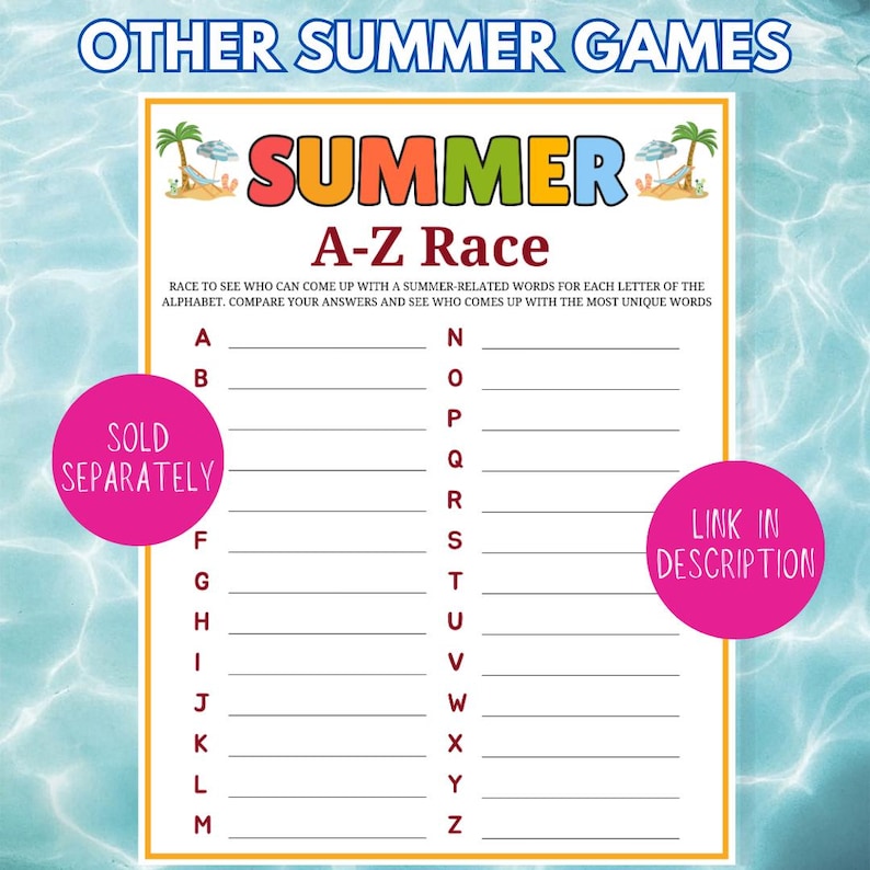 Sunmer Finish the Phrase Game, Summer Games, Summer Party Game ...