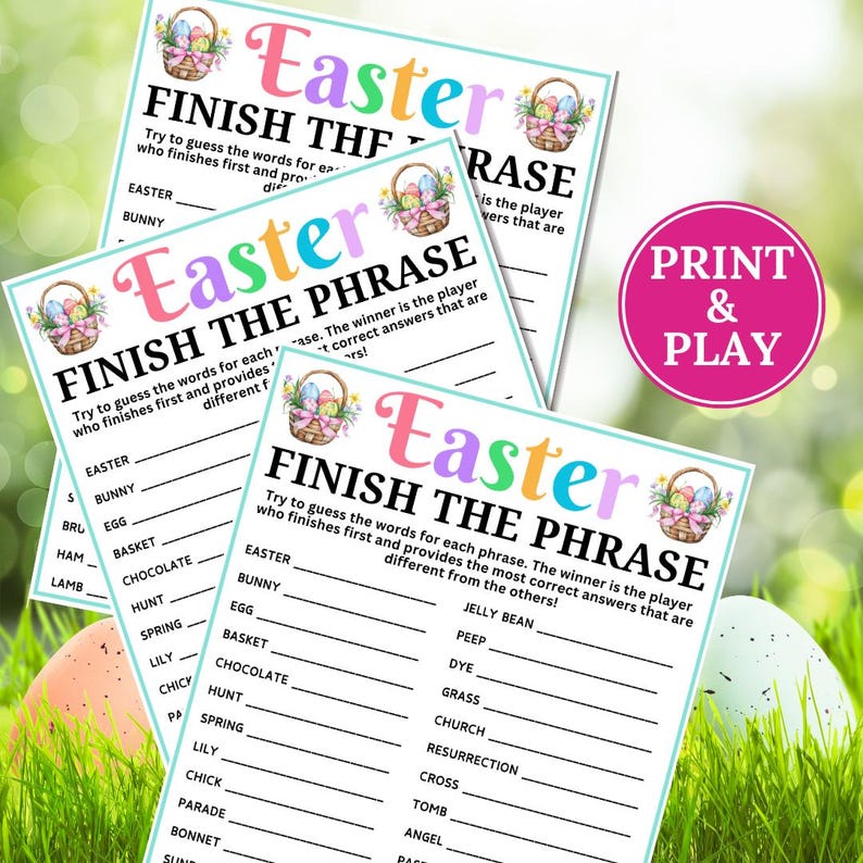 Easter Finish the Phrase Game, Printable Party Game, Holiday Game for ...