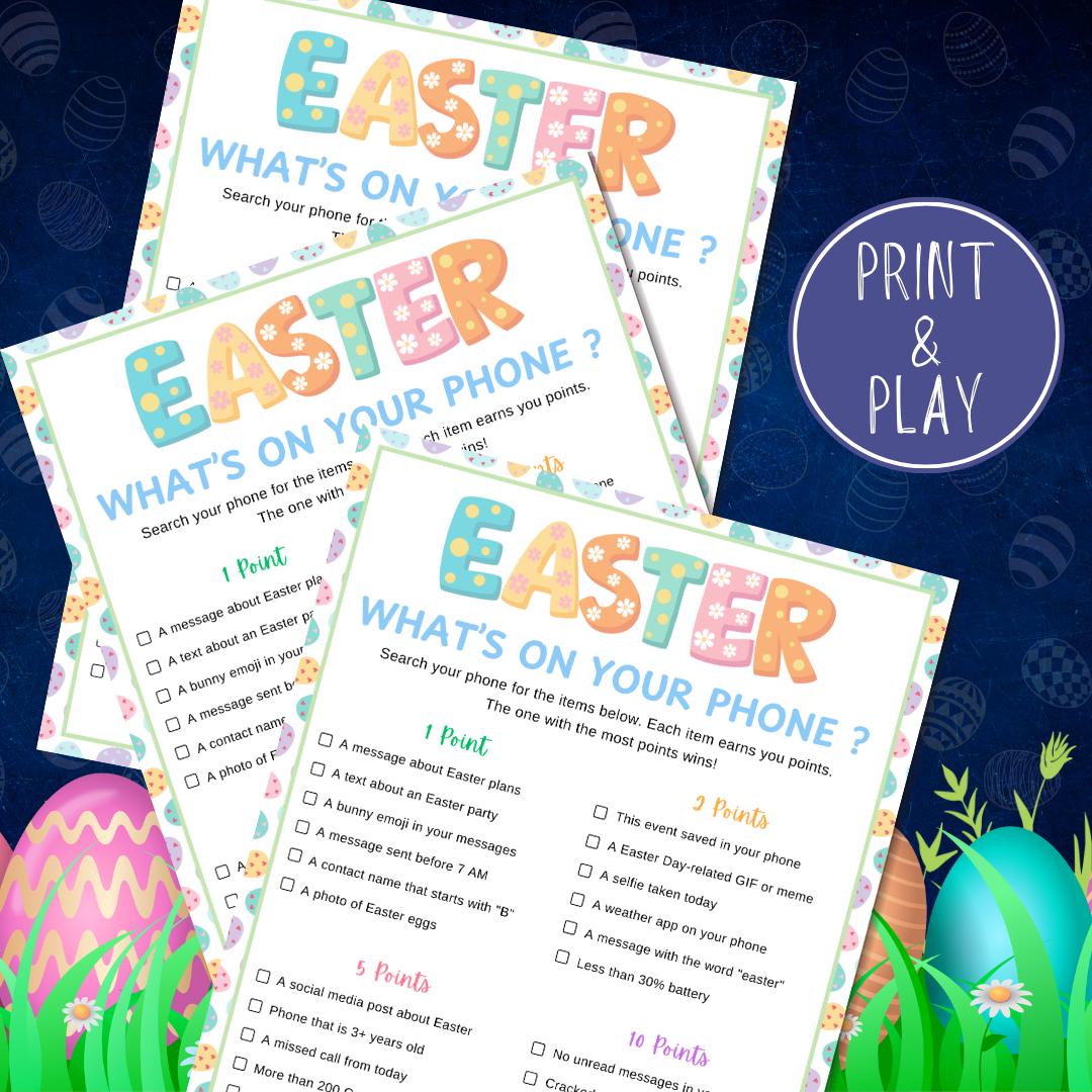 Easter Day What's on Your Phone Game, Easter Party Game - Printable ...