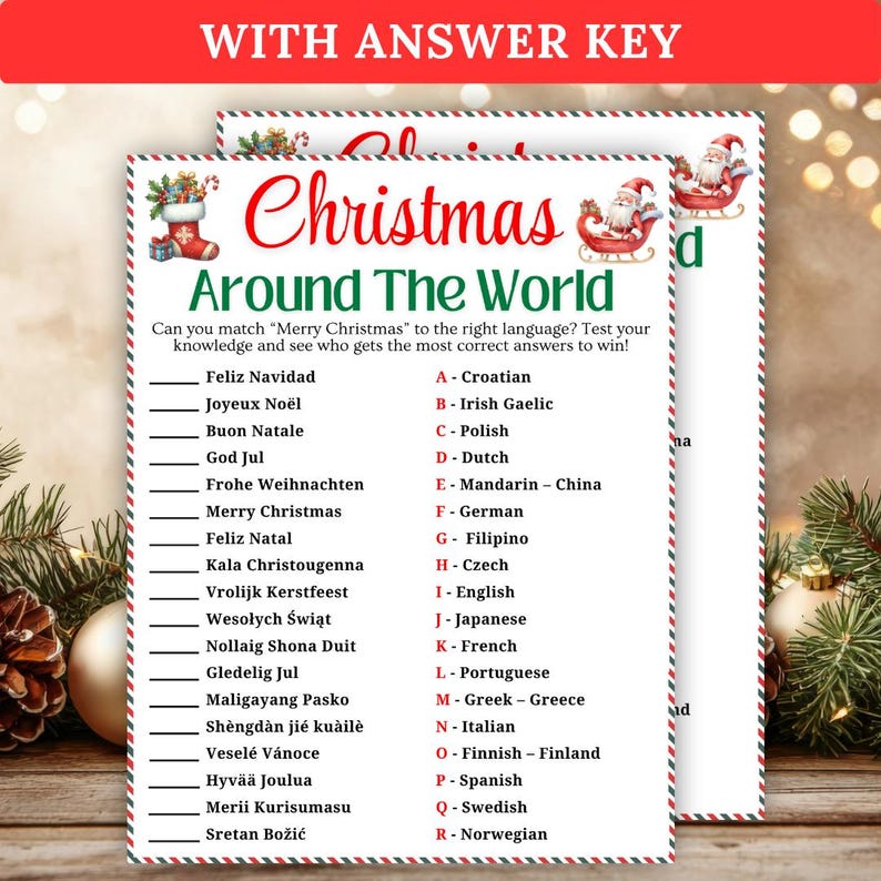 Christmas Around the World Game, Christmas Traditions, Printable ...