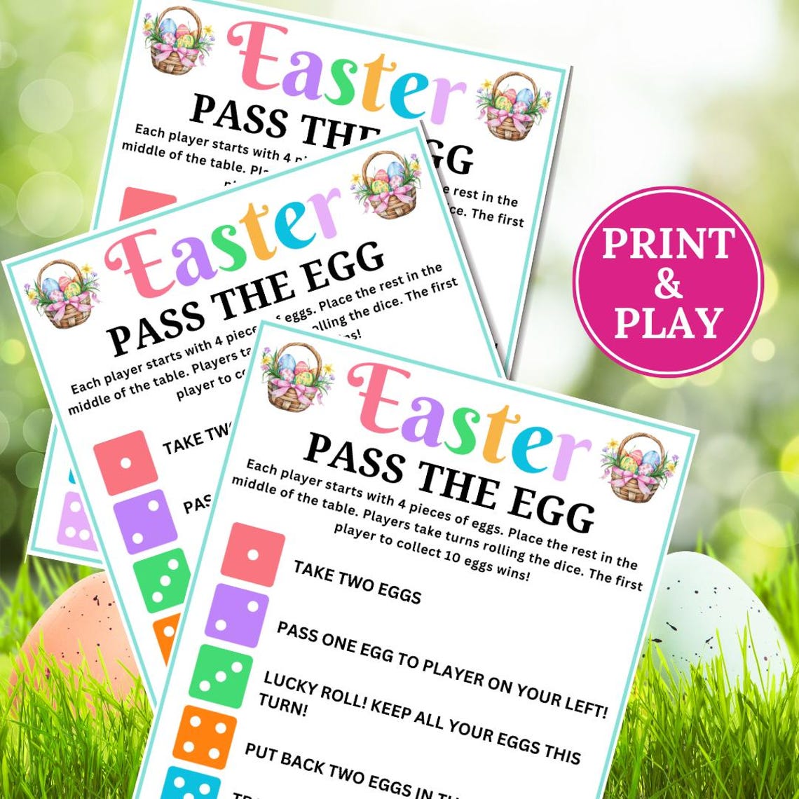Easter Pass the Egg Game, Easter Dice Game, Easter Pass the Prize, Left ...