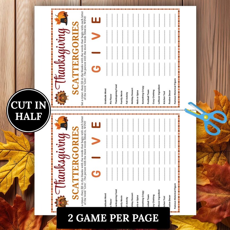 Thanksgiving Scattergories Game, Thanksgiving Games, Category Challenge ...