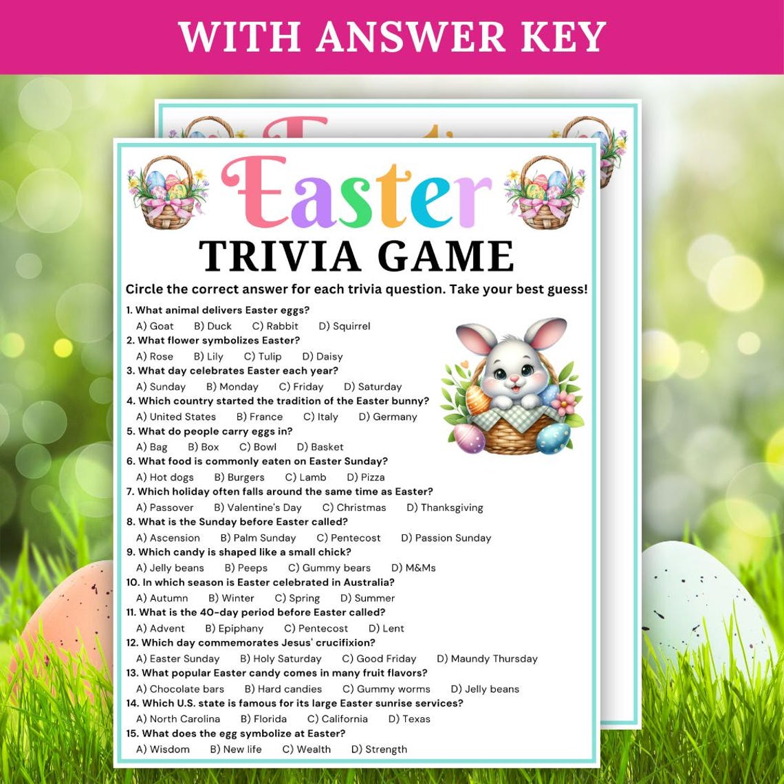 Easter Trivia Game, Holiday Trivia, Printable Easter Party Game, Teen ...