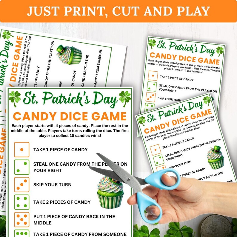 St. Patrick's Day Candy Dice Game, Holiday Party Game, Pass the Candy ...