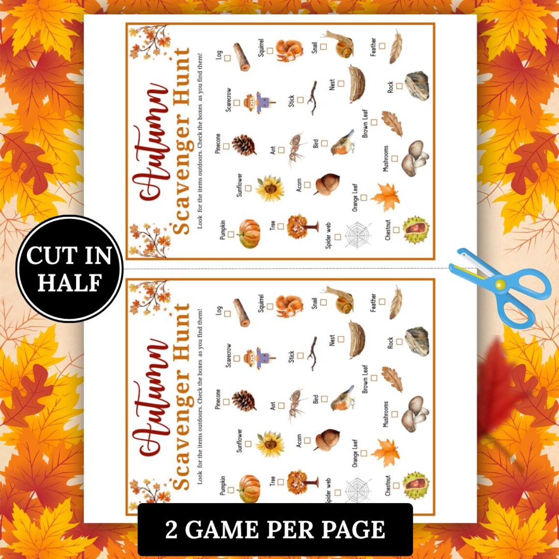 Fall Scavenger Hunt, Printable Outdoor Treasure Hunt for Kids, Hunt ...