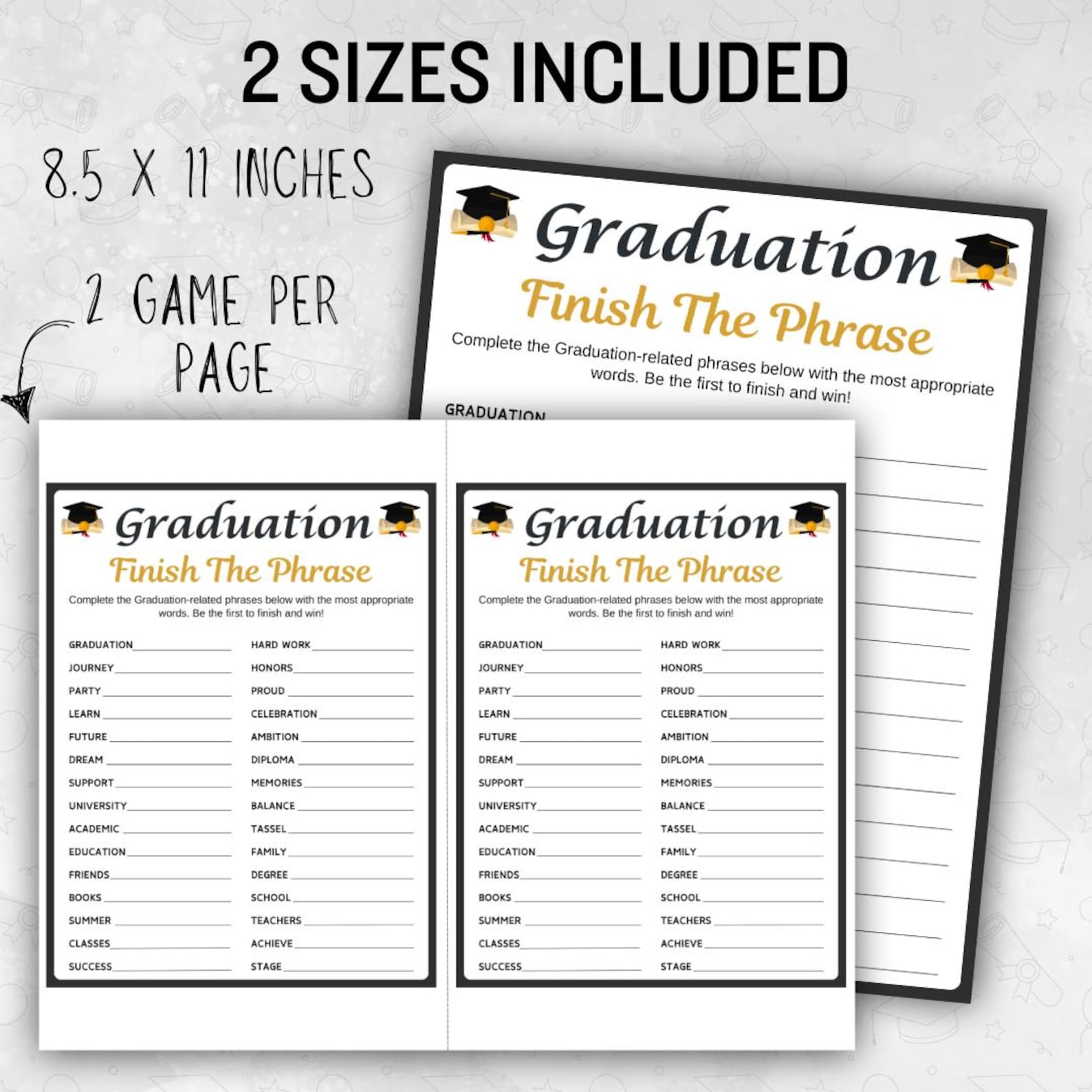 Graduation Finish the Phrase Game, Graduation Games, Printable ...