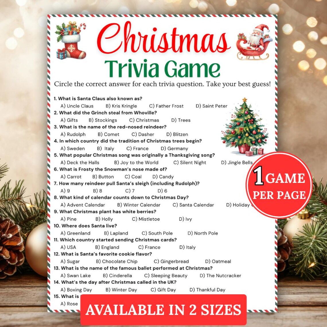 Christmas Trivia Game, Holiday Trivia, Printable Christmas Game ...
