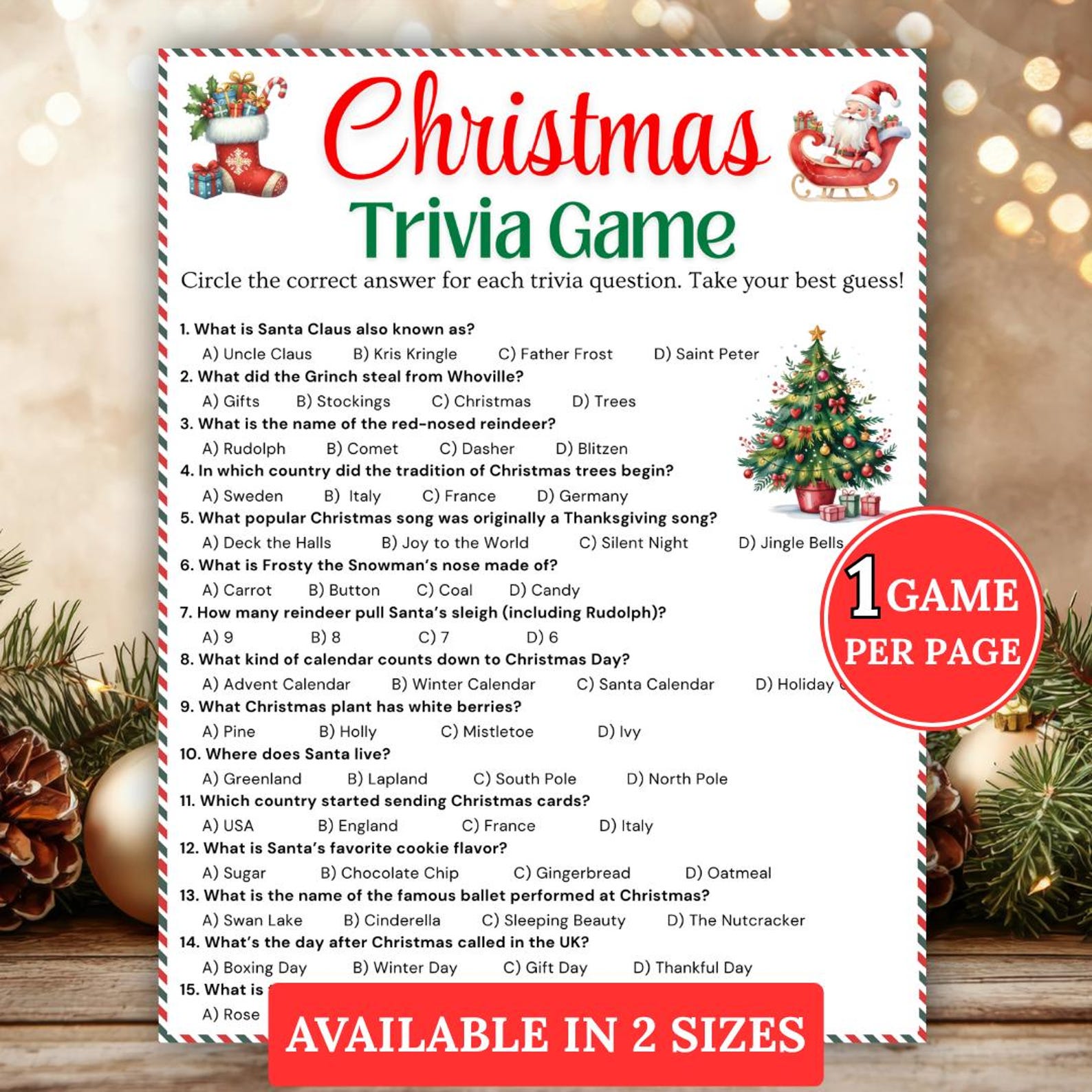 Christmas Trivia Game, Holiday Trivia, Printable Christmas Game ...