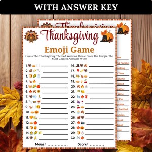 Thanksgiving Emoji Game, Thanksgiving Emoji Quiz, Emoji Guessing, Fall ...