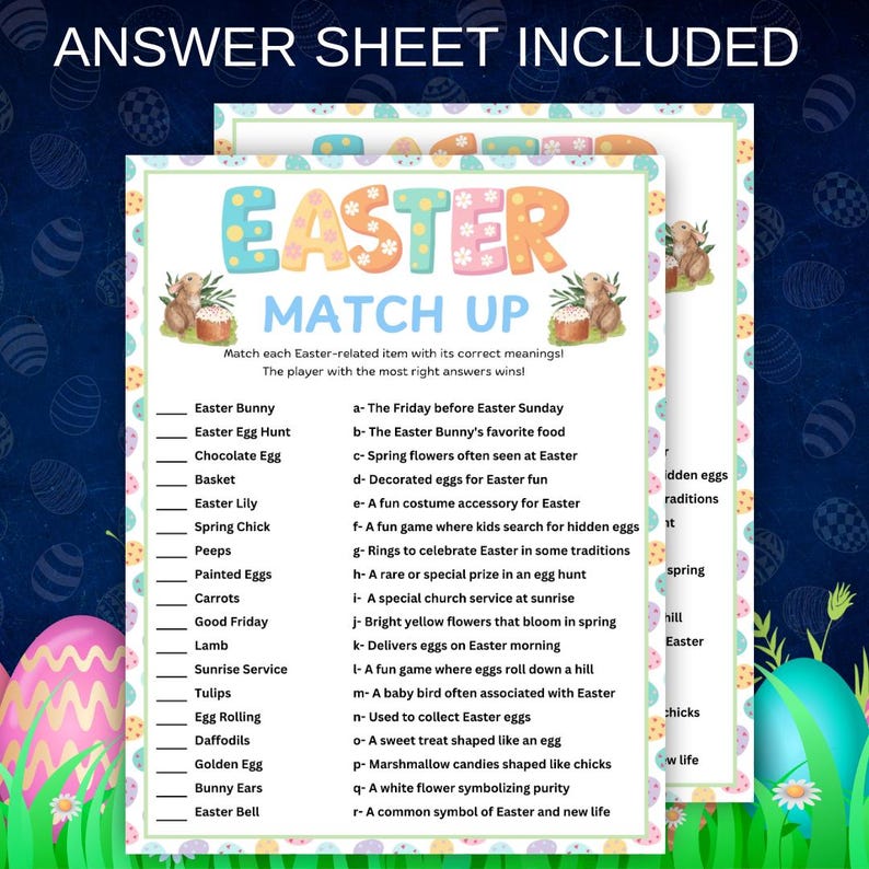 Easter Candy Match up Game, Easter Trivia Quiz, Printable Easter ...
