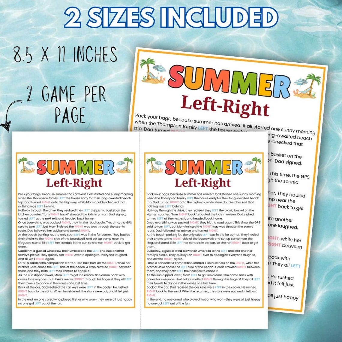Summer Left Right Game, Pass the Prize Gift Exchange Game, Family ...