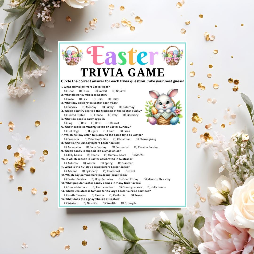 Easter Trivia Game, Holiday Trivia, Printable Easter Party Game, Teen ...