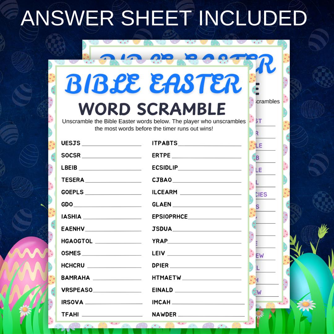 Bible Easter Word Scramble Game, Printable Bible Games, Bible Word ...