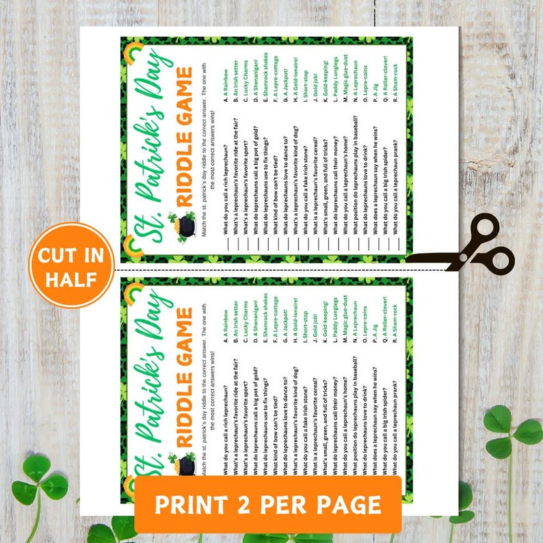 St. Patrick’s Day Riddle Game, Printable Saint Patricks Day Party Games ...