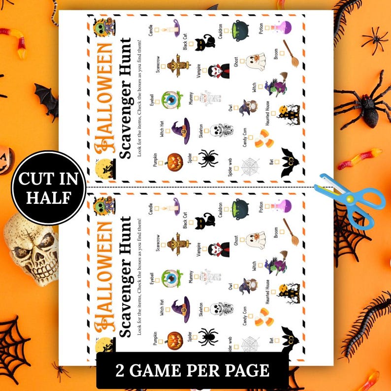 Halloween Scavenger Hunt, Printable Scavenger Hunt for Kids, Teens ...