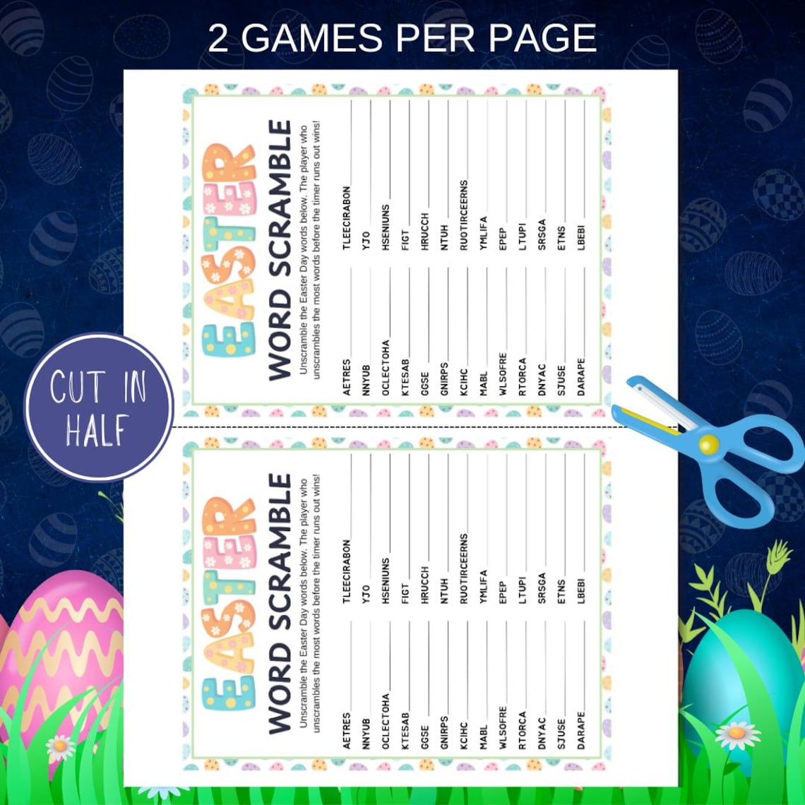 Easter Word Scramble Game, Printable Esater Games, Easter Word ...