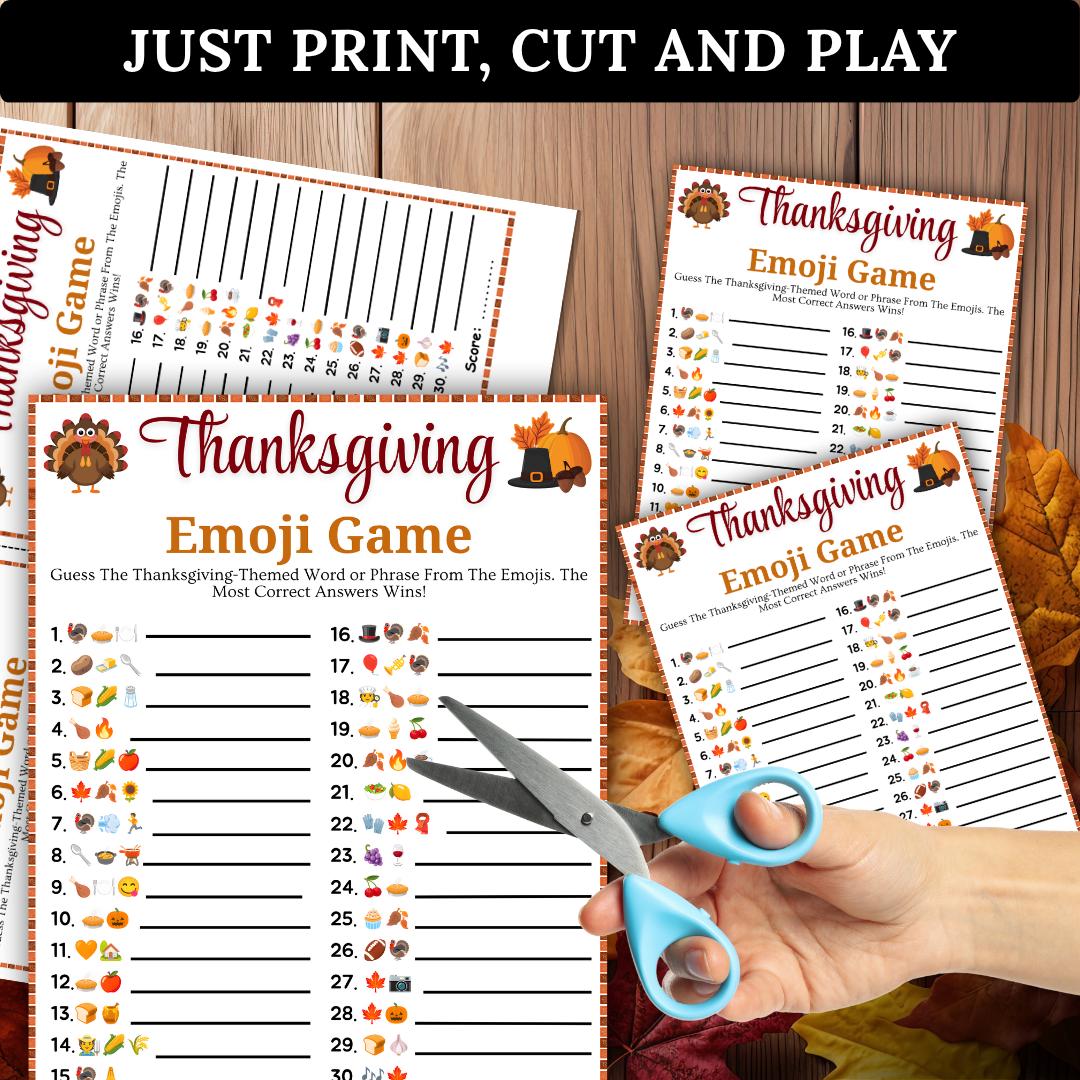 Thanksgiving Emoji Game, Thanksgiving Emoji Quiz, Emoji Guessing, Fall ...
