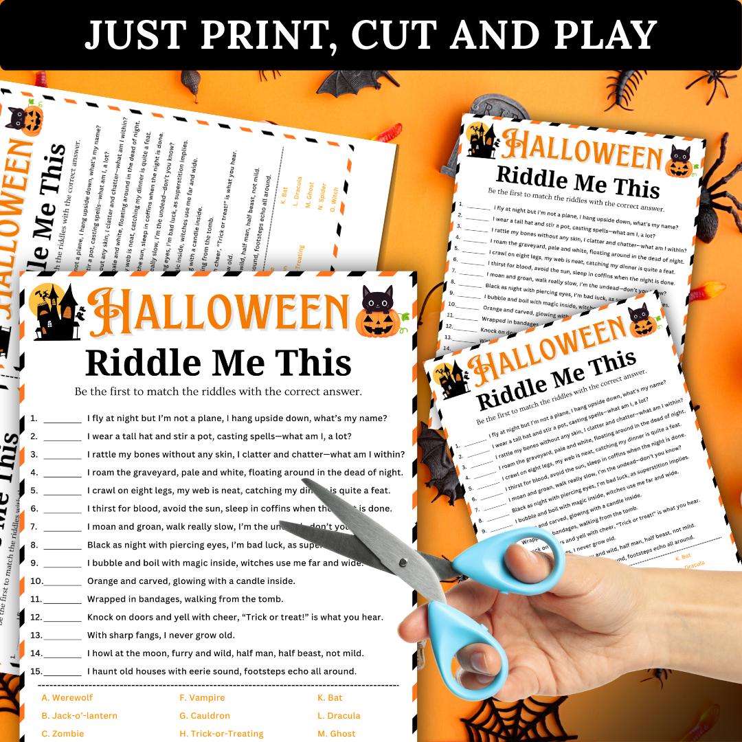 Halloween Riddles Game, Riddle Me This Game, Halloween Party Game ...